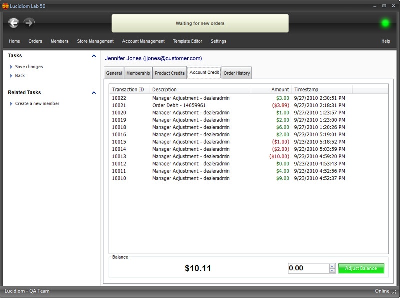 Adjusting Product Credits And Dollar Amount Credits For A Member 